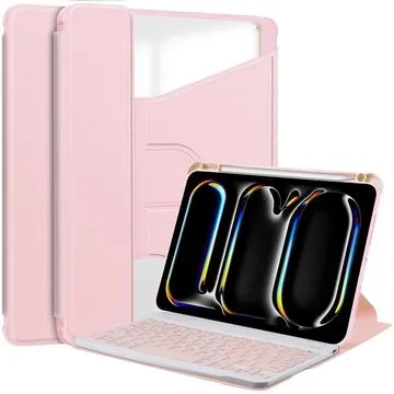 IPAD PRO 11 2024/2025 360 ROTATING SMART CASE WITH BLUETOOTH KEYBOARD - PINK
