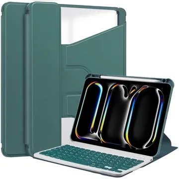 IPAD PRO 11 2024/2025 360 ROTATING SMART CASE WITH BLUETOOTH KEYBOARD - BLACKISH GREEN