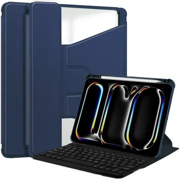 IPAD PRO 11 2024/2025 360 ROTATING SMART CASE WITH BLUETOOTH KEYBOARD - DARK BLUE