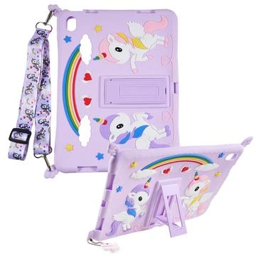 IPAD 2022/2025 CUTE UNICORN CASE WITH KICKSTAND AND STRAP - PURPLE