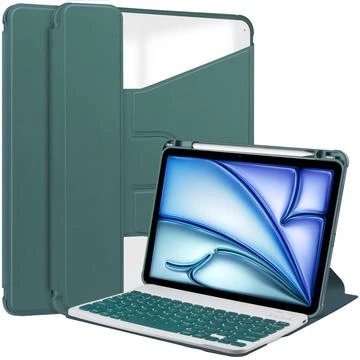 IPAD AIR 11 2024/2025/2026 360 ROTATING SMART CASE WITH BLUETOOTH KEYBOARD - BLACKISH GREEN