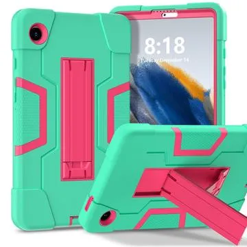 SAMSUNG GALAXY TAB A11 ROBOT STYLE HYBRID CASE WITH KICKSTAND - MINT / HOT PINK