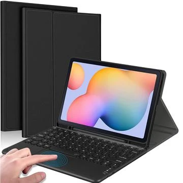 FOR SAMSUNG GALAXY TAB S6 LITE 2020/2022/2024 BLUETOOTH KEYBOARD WITH TOUCHPAD, PU LEATHER COVER WITH PEN HOLDER - BLACK