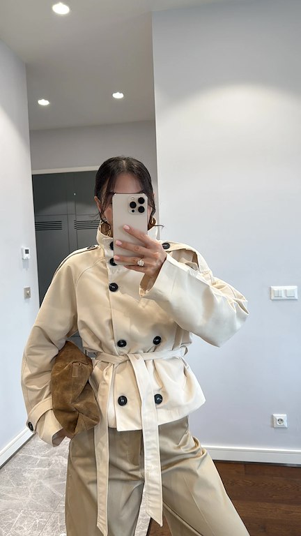 HIGH COLLAR TRENCH - DVE BOJE
