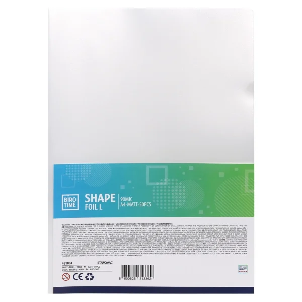 Shape, folija L, 90mic, A4, mat, 50K