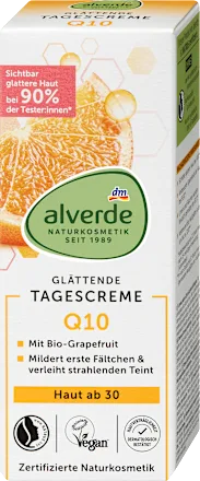 alverde NATURKOSMETIK
Q10 dnevna krema za lice protiv bora, 50 ml