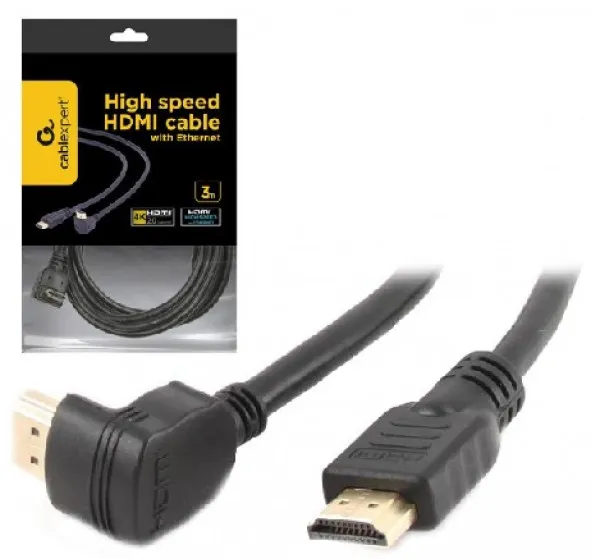 CC-HDMI490-10 Gembird HDMI kabl 4K UHD, Ethernet, konektor pod uglom 90 stepeni 3m A