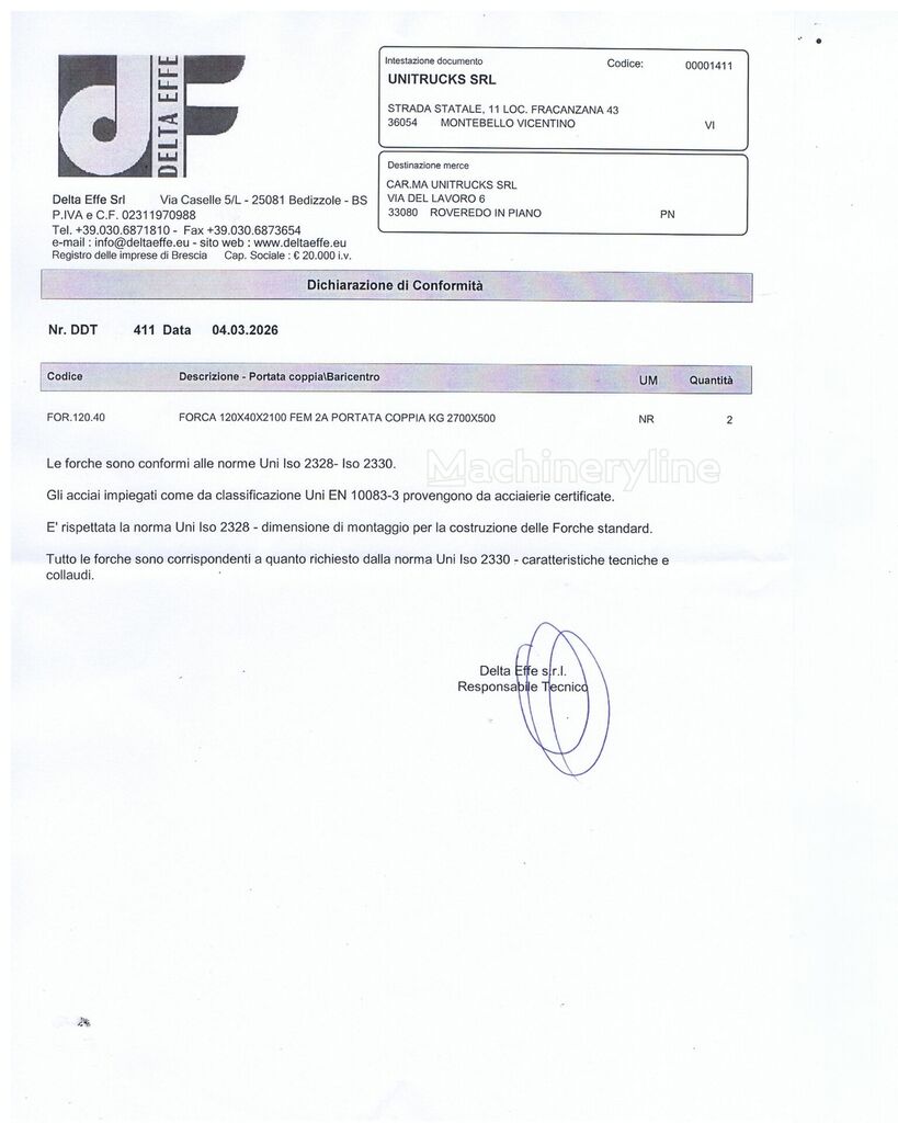 FORCHE COPPIA DI FORCHE 120X40X2100 FEM 2A viljuške