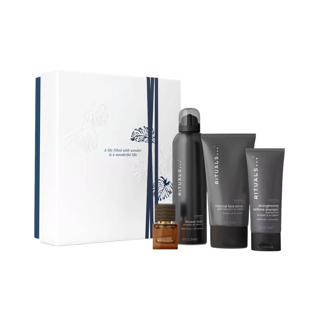 RITUALS HOMME Poklon Set za Muškarce; Parfem 15 mL, Penušavi Gel za Tuširanje 200 mL, Piling Za Lice 125 mL i Šampon 70 mL