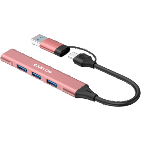 CANYON hub DS-02 4in1 USB-AC Pink ( CNS-TDS02P )