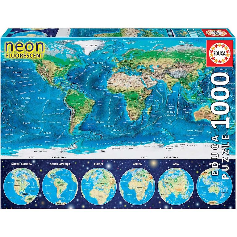 Educa Neon Puzzle 1000 pcs World Map 16760