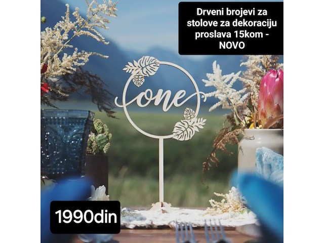 Drveni brojevi za stolove venčanje svadba 15kom - NOVO