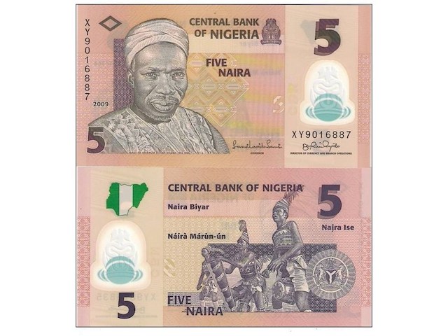 Nigeria 5 Naira 2009. UNC Polymer
