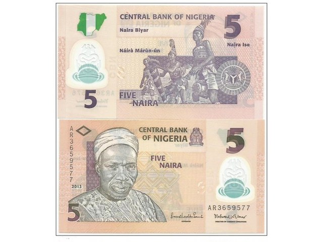 NIGERIA 5 naira 2013. UNC Polimer