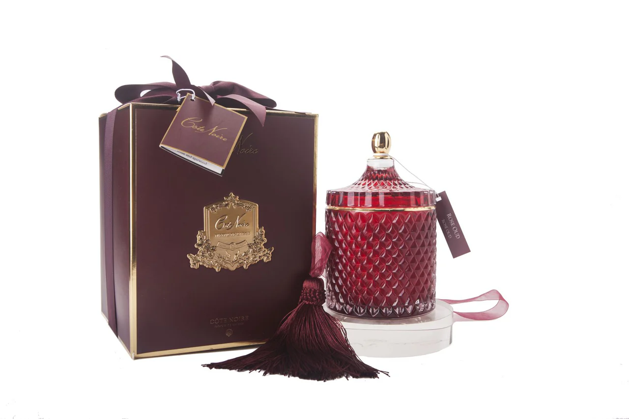 Cote Noire Grand Red & Gold Art Deco Candle Rose Oud – Sveća
