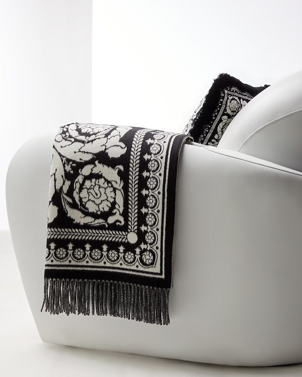 Versace Home Barocco Foulard Fringed Blanket – Ćebe