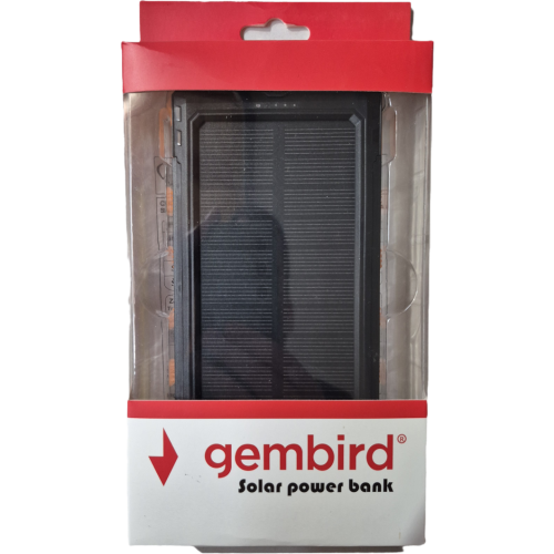 HRD-T12 ** GEMBIRD SOLAR POWER BANK 12000MAH 2XUSB, 1XTYPE-C, LED, KOMPAS (999)