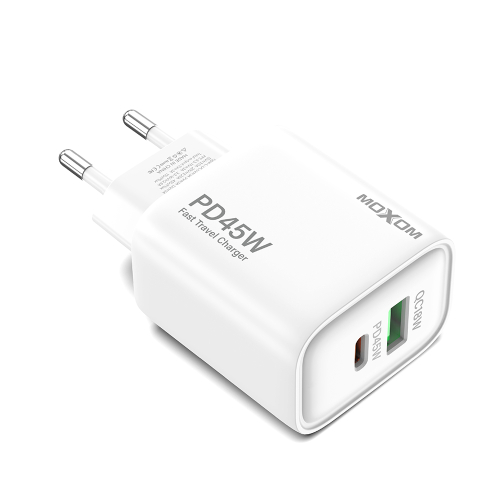 KUCISTE PUNJACA MOXOM MX-HC178 GAN USB+TYPE-C QC 18W PD 45W BELO