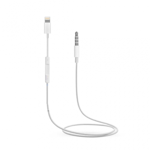 AUDIO KABL AUX 3.5MM NA IPHONE LIGHTNING SA REGULATOROM ZVUKA BELI HQ