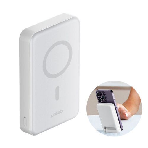 BACK UP BATERIJA LDNIO PQ16 10000MAH, 15W WIRELESS, SIVO BELA