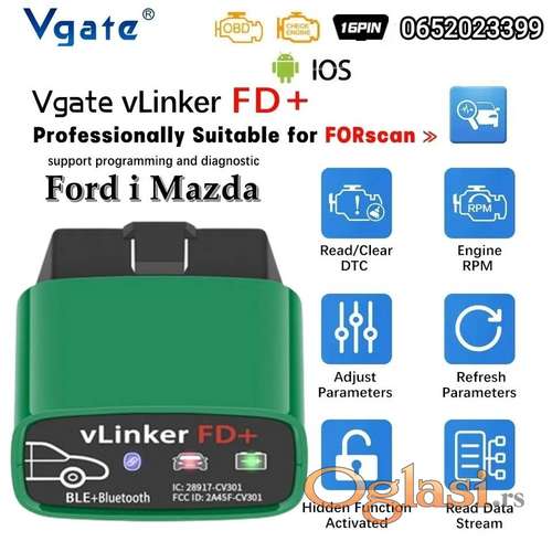 Vgate vLinker FD+ ELM327 V2.2 za Ford i Mazdu, Bluetooth 4.0