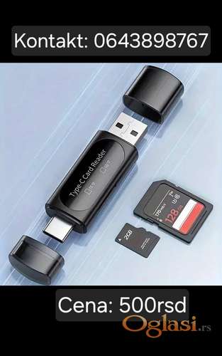 4 u 1 Čitač SD i TF kartice USB A ulaz i C ulaz novo