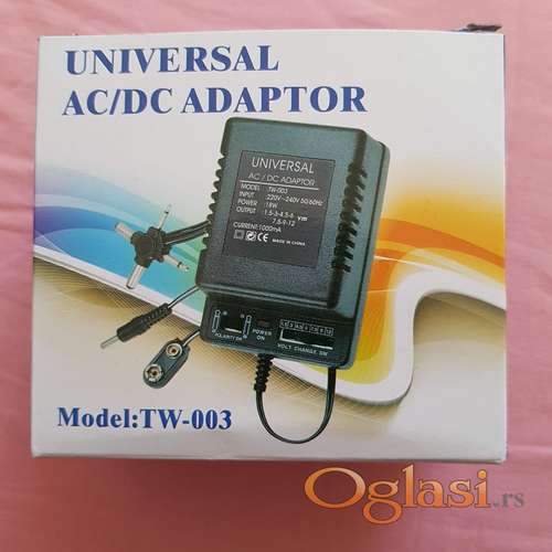 Adapter - punjač AC-DC. 1,5v-3v-4,5v-6v,7,5v-9v-12v