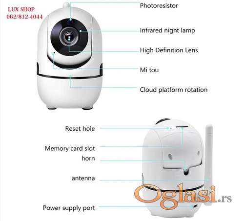 Autorotirajuca IP kamera, Sd memorija,  wifi kamera, 720p