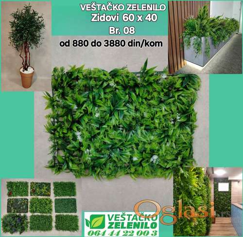 Veštački zeleni zidovi 08 ( 60x40) 1580 din/kom