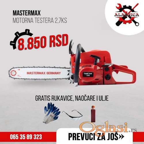 MASTERMAX Motorna testera 2,7KS + Gratis Rukavice, Naočare i Ulje