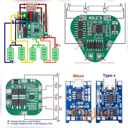 BMS 3S 4S 5S i Tp 4056 plocice za baterije