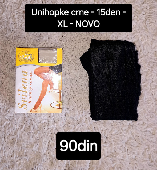 Svilene unihopke hulahopke crne 15 DEN XL XXL NOVO