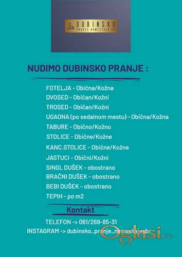 Dubinsko pranje namestaja Novi Sad i okolina