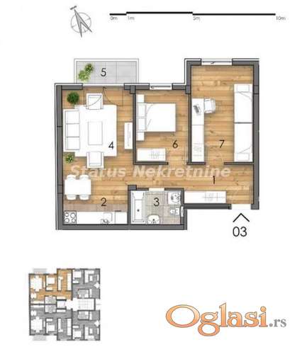 Detelinara-Trosoban stan 61 m2 u Izgradnji-povrat Pdv-065/385 8880