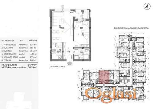 Telep-Odličan Jednoiposoban stan 37 m2 sa Terasom u Izgradnji-povrat PDV-065/385 8880