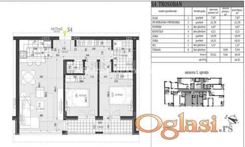 Evropski bulevar-*Naša Preporuka*-Fantastičan Trosoban Dupleks 74 m2-povrat Pdv-065/385 8880