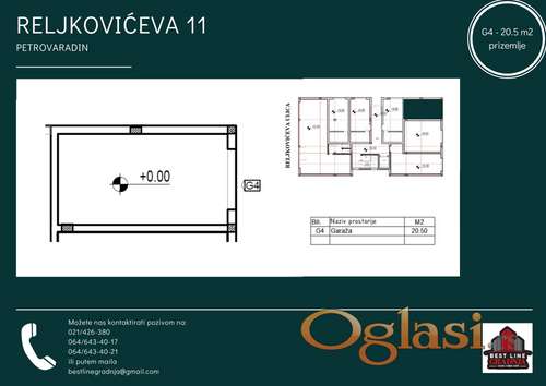 G4 - 20.5 m2 - GARSONJERA U IZGRADNJI! RELJKOVIĆEVA 11 - PETROVARADIN, NOVI SAD!