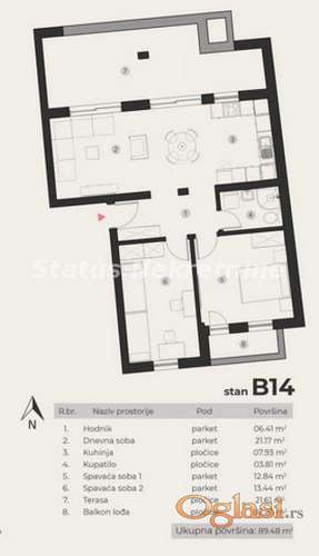 Podbara-Direktna Prodaja-Veliki Trosoban stan 89 m2 sa Velikom Terasom-mogućnost povrata PDV-a-065/385 8880