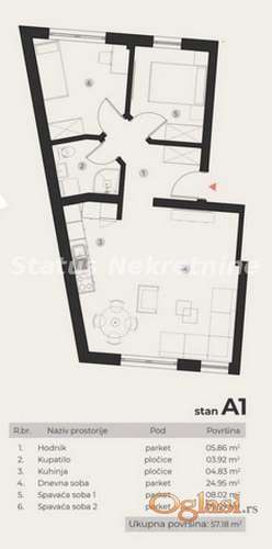 Podbara-Direktna pProdaja-Trosoban stan 57 m2 na poželjnoj Top Lokaciji-mogućnost povrata PDV-a-065/385 8880
