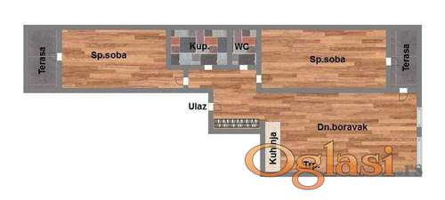 Trosoban stan u izgradnji, 65m2, Veternik