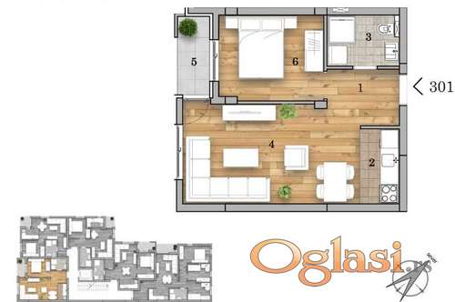 LIMAN V, LUX, 42m2, DVOSOBAN