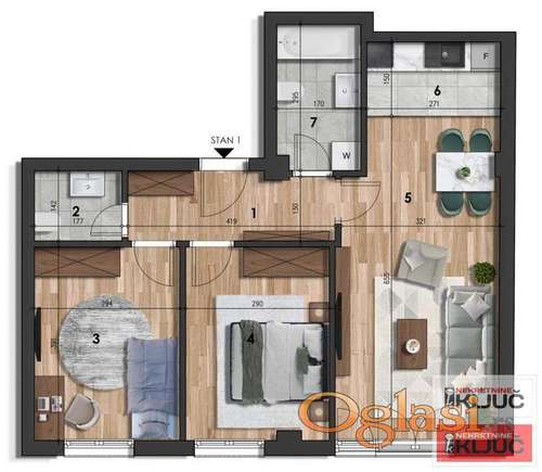 SOMBORSKI BULEVAR, 59m2, Trosoban sa pdv