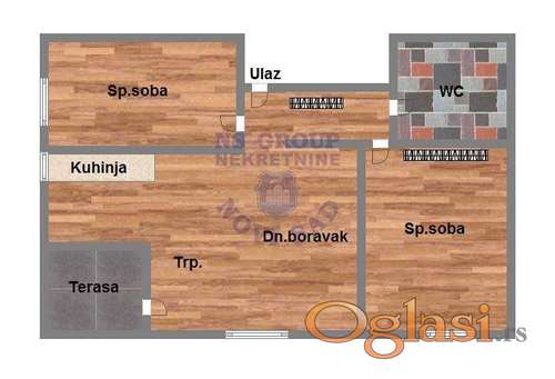 Trosoban 49m2 Telep