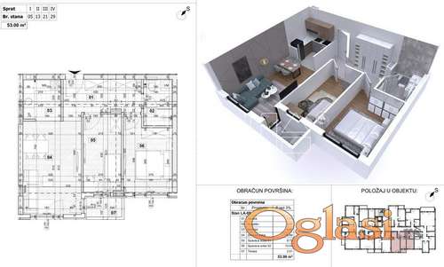 NOVI SAD - AVIJACIJA - 53.00 m2