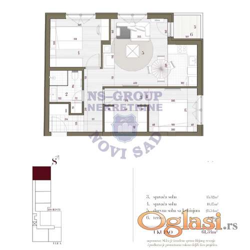 Trosoban - 61m2 - Telep