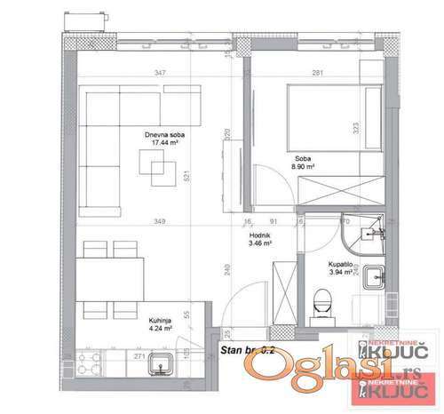 NOVO NASELJE, 38m2, Jednoiposoban sa pdv
