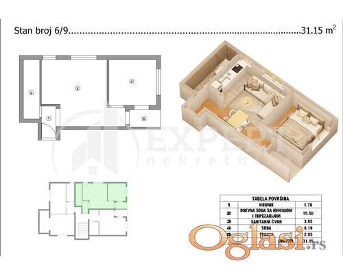Novogradnja 31m2 Branko Bjegović