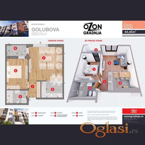 DVOSOBAN stan 44,45m2 u izgradnji _ Veternik - Fešter, Novi Sad