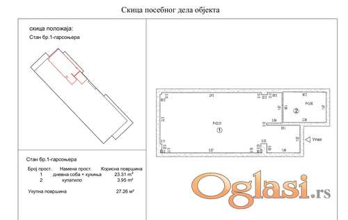 Garsonjera 27,26 m2 _ Adice, Novi Sad