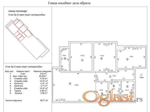 Četvorosoban stan 69,71m2 _ Adice, Novi Sad